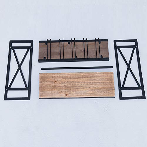 OLDRAINBOW Industrial Wine Racks Wall Mounted with 6 Stem Glass Holder,Rustic Metal Hanging Wine Holder,2-Tiers Wall Mount Bottle Holder Glass Rack (Black, 23.6in)