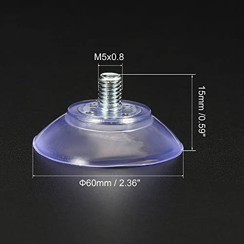 MECCANIXITY Suction Cup with Screws 30mm Dia. M5 Thread Wall Hanger for Glass Window Door Home Kitchen Bathroom, Clear PVC, Pack of 10