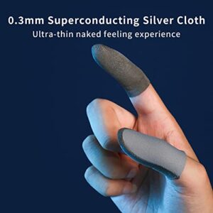 2 PCS Silver-Cloth Mobile Gaming Finger Sleeve,0.3mm Extremely Thin Material, Game Controller Finger Thumb Sleeves Finger Seamless Touchscreen Anti-Sweat Breathable Finger Covers