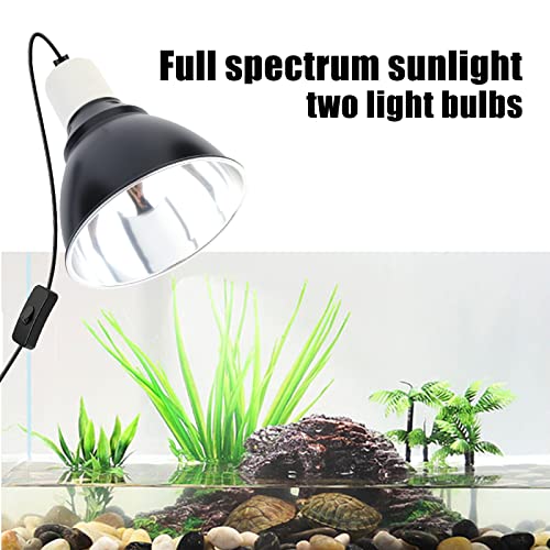 Reptile Light Fixture, 5.5inch Reptile Heat Lamp, Reptile Deep Dome Reflector Cover with Switch Lamp Aquarium Tank Heating Lamps, for E26 Basking Heat Bulb UVB UVA Bulb