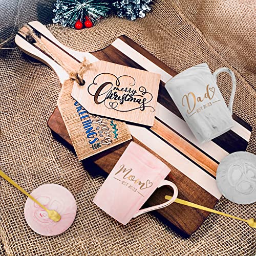 YHRJWN - Dad Mom Est 2023 - New Parent Gifts - Dad Mom Coffee Mug for Couples - Pregnancy Announcement Parent to be Gifts - Anniversary Christmas Gifts- Marble Set 14 Oz With Gift Box Coaster Spoon