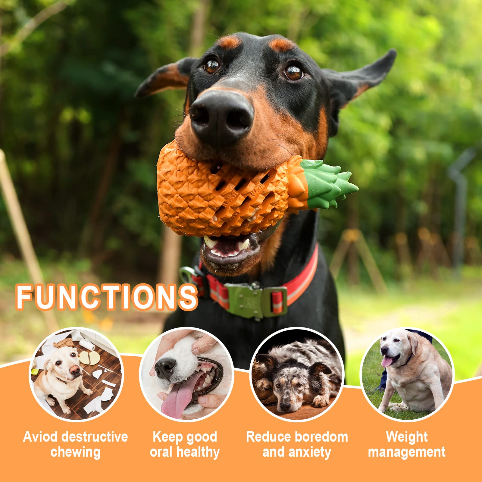 PETOPIA Dog Toys for Large Dogs, Pineapple Dog Chew Toys for Aggressive Chewers, Indestructible Dog Toys for Aggressive Chewers, Dog Toys for Aggressive Chewers (Large)