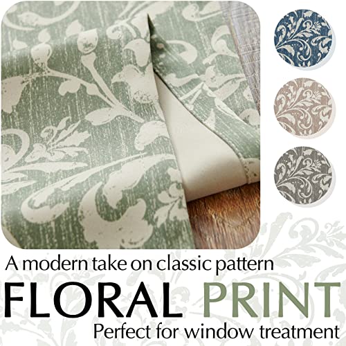 COLLACT Moderate Blackout Curtains for Bedroom 84 Inch Long Floral Curtains Grommet Top Sage Thermal Insulated Curtains for Living Room Farmhouse Room Darkening Drapes Window Curtain Set 2 Panels