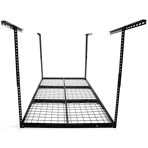 3x6 Ceiling Storage Overhead Garage Rack 72-1/4" Length x 24-1/8" Width x 22"-40" Steel Black Adjustable Height