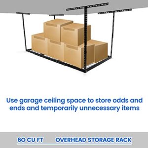 3x6 Ceiling Storage Overhead Garage Rack 72-1/4" Length x 24-1/8" Width x 22"-40" Steel Black Adjustable Height