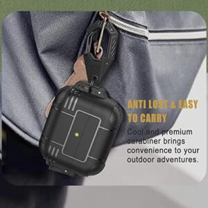 Wonjury for Airpods Pro Case Cover for Men with Lock, Military Armor Series Full-Body AirPod Pro Case with Keychain Cool Air Pod Pro Shockproof Protective Case for AirPods Pro 2019, Spring Lock Black