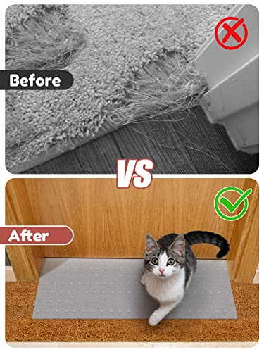 8.2Ft Cat Carpet Protector, Heavy Duty Plastic Pets Scratch Stopper for Carpet, Easy to Cut, Clear Non-Slip Floor Runner Prevent Carpets Rugs from Scratching Tearing Wearing at Doorway