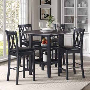 lexicon skyway 5-piece counter height dining set, black