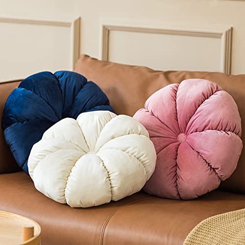 AOkaeii Round Floor Pillows Seating for Adults & Teen, Velvet Flower Shaped Throw Pillows, Aesthetic Decorative Meditation Cushion Pillows for Couch Chair Bed Car （Pink）