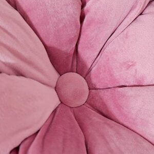 AOkaeii Round Floor Pillows Seating for Adults & Teen, Velvet Flower Shaped Throw Pillows, Aesthetic Decorative Meditation Cushion Pillows for Couch Chair Bed Car （Pink）