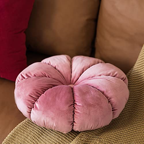 AOkaeii Round Floor Pillows Seating for Adults & Teen, Velvet Flower Shaped Throw Pillows, Aesthetic Decorative Meditation Cushion Pillows for Couch Chair Bed Car （Pink）