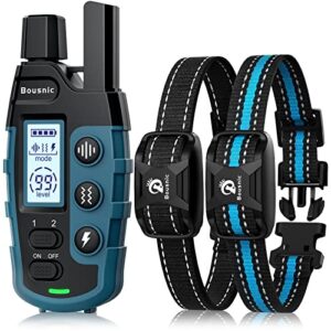 bousnic dog shock collar 2 dogs (5-120lbs) - 3300 ft waterproof training collar for dogs large medium small with rechargeable remote, beep (1-8) vibration (1-16) and humane shock (1-99) modes