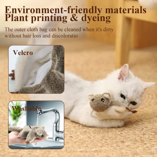 Vealind Hanging Cat Toys Interactive Flying Squirrel Mouse with Catnip, Automatic Toy Electric Toy with Flapping Wings for Indoor Kittens USB Rechargeable