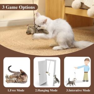 Vealind Hanging Cat Toys Interactive Flying Squirrel Mouse with Catnip, Automatic Toy Electric Toy with Flapping Wings for Indoor Kittens USB Rechargeable