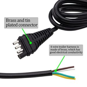 Ruibapa 4-Way Trailer Wiring Harness 5Ft(1.5m) 4-Pin Flat Trailer Wire Extension Connector P-O-066-1.5