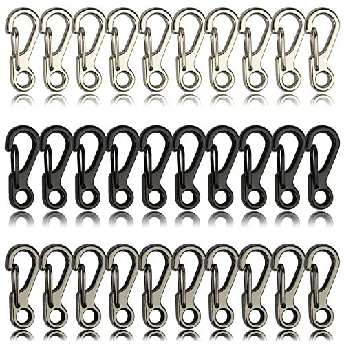 ZGQHZR 30Pcs Mini Alloy Carabiner Clip Tiny Spring Snap Hook Carabiners Zinc Alloy Mini Paracord Hook Keychain Claps EDC for The Keychain,Backpack,Decoration Hanging,Dog Leashes