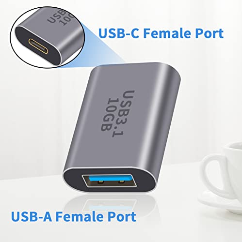 Duttek USB C Female to USB Female Adapter 3.1 Gen2, USB 3.1 A to USB Type C Adapter Double-Sided 10 Gbps Support Data Sync and Charging for Laptop, PC etc 1Pack