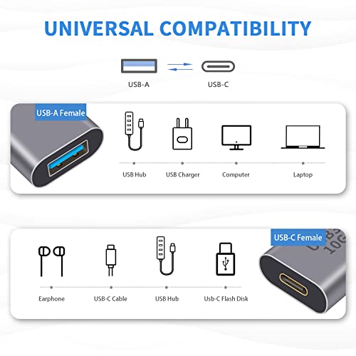 Duttek USB C Female to USB Female Adapter 3.1 Gen2, USB 3.1 A to USB Type C Adapter Double-Sided 10 Gbps Support Data Sync and Charging for Laptop, PC etc 1Pack