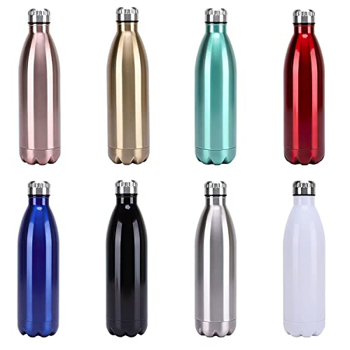 DAYMOO Water Bottle, Insulated Stainless Steel Vacuum Double Wall Sports Water Bottle 17oz, Cola Shape Travel Thermos Flask Cup,Marble-Agate Green