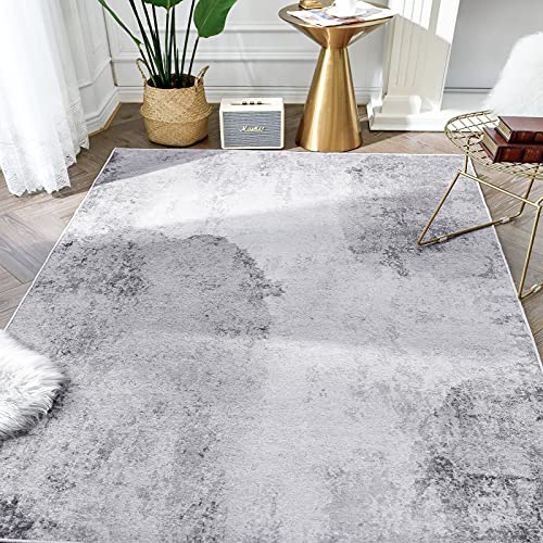 jinchan Area Rug 5x7 Indoor Modern Abstract Rug Grey Accent Rug Kitchen Gray Carpet Foldable Thin Rug Non Slip Contemporary Floor Cover for Living Room Bedroom Dining Room