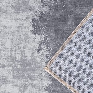 jinchan Area Rug 5x7 Indoor Modern Abstract Rug Grey Accent Rug Kitchen Gray Carpet Foldable Thin Rug Non Slip Contemporary Floor Cover for Living Room Bedroom Dining Room