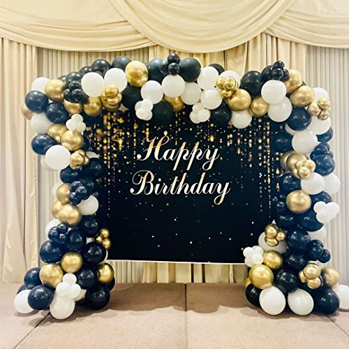 Black White Gold Balloons Garland Kit - 100Pcs Black White Metallic Gold and Gold Confetti Latex Balloons Arch for Wedding Engagement Birthday Party Decorations