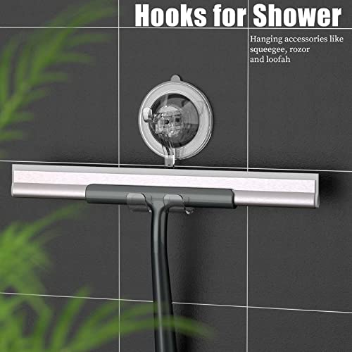 D Razor Holder for Shower Wall Waterproof Suction Cup Hooks, Shower Hooks for Bathrobe Loofah Towel, Shaver Hanger Removable, Heavy Duty Vacuum Hook for Bathroom Kitchen (2 PCS Double Hook)