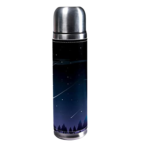 sdfsdfsd 17 oz Vacuum Insulated Stainless Steel Water Bottle Sports Coffee Travel Mug Flask Genuine Leather Wrapped BPA Free, Star Night Tree