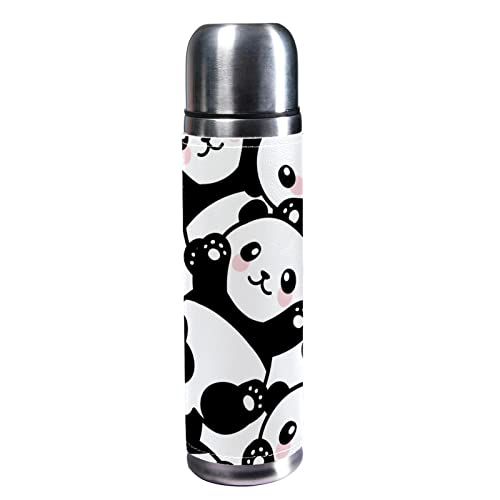 sdfsdfsd 17 oz Vacuum Insulated Stainless Steel Water Bottle Sports Coffee Travel Mug Flask Genuine Leather Wrapped BPA Free, Cute Chinese Panda Baby Pattern