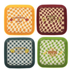 zentiky plastic plates,4 pack multi-use reusable plates for snack, fruit, nut, dessert, small plates for home, birthdays, weddings and party, 5.9", multicolor