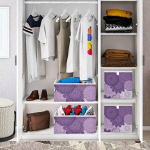 WELLDAY Storage Basket Purple Mandala Boho Foldable 11 x 11 x 11 In Cube Storage Bin Home Decor Organizer Storage Baskets Box for Toys, Books, Shelves, Closet, Laundry, Nursery