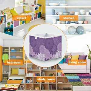 WELLDAY Storage Basket Purple Mandala Boho Foldable 11 x 11 x 11 In Cube Storage Bin Home Decor Organizer Storage Baskets Box for Toys, Books, Shelves, Closet, Laundry, Nursery