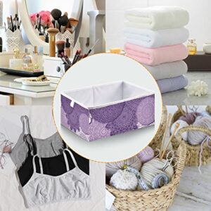 WELLDAY Storage Basket Purple Mandala Boho Foldable 11 x 11 x 11 In Cube Storage Bin Home Decor Organizer Storage Baskets Box for Toys, Books, Shelves, Closet, Laundry, Nursery