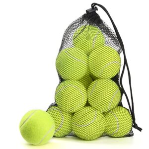 jy classic tennis balls, 3,12 pack training tennis balls practice balls, pet dog playing balls, come with mesh bag for pet toys (3pcs balls, yellow)