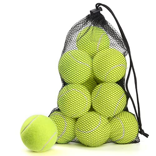 JY CLASSIC Tennis Balls, 3,12 Pack Training Tennis Balls Practice Balls, Pet Dog Playing Balls, Come with Mesh Bag for Pet Toys (3pcs Balls, Yellow)