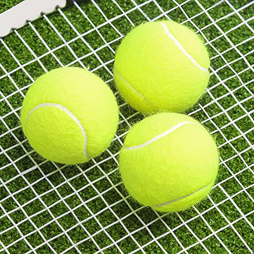 JY CLASSIC Tennis Balls, 3,12 Pack Training Tennis Balls Practice Balls, Pet Dog Playing Balls, Come with Mesh Bag for Pet Toys (3pcs Balls, Yellow)