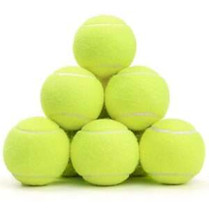 JY CLASSIC Tennis Balls, 3,12 Pack Training Tennis Balls Practice Balls, Pet Dog Playing Balls, Come with Mesh Bag for Pet Toys (3pcs Balls, Yellow)