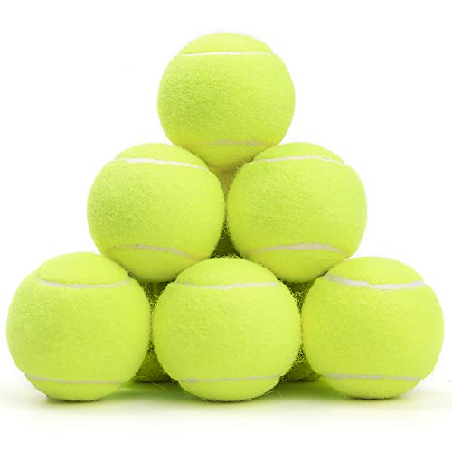 JY CLASSIC Tennis Balls, 3,12 Pack Training Tennis Balls Practice Balls, Pet Dog Playing Balls, Come with Mesh Bag for Pet Toys (3pcs Balls, Yellow)