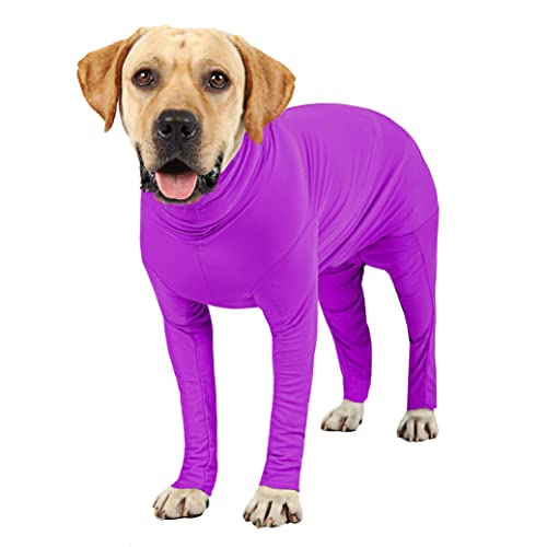 Etdane Dog Onesie After Surgery Pet Surgical Recovery Suit Anti Shedding Bodysuit for Female Male Dog Long Sleeve Claming Pajamas with Legs Purple/M