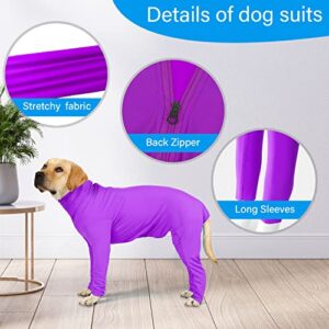 Etdane Dog Onesie After Surgery Pet Surgical Recovery Suit Anti Shedding Bodysuit for Female Male Dog Long Sleeve Claming Pajamas with Legs Purple/M