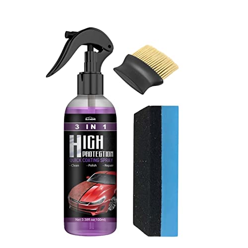 Car Ceramic Coating Spray | 3 in 1 High Protection Nano Coating Agent | Anti Scratch Water Repellent Car Wax Polish Kit for Outdoor Care Products