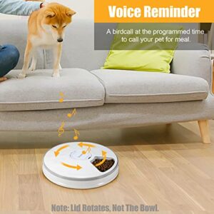 Depets Automatic Cat Feeder, Automatic Dog Feeder with Timer, Auto Food Dispenser with Sound Reminder, 6 Meals Portion Control Pet Feeder, Automatic Pet Feeder for Cats Small Dogs, Batteries Supply