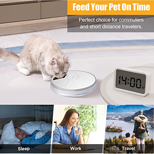 Depets Automatic Cat Feeder, Automatic Dog Feeder with Timer, Auto Food Dispenser with Sound Reminder, 6 Meals Portion Control Pet Feeder, Automatic Pet Feeder for Cats Small Dogs, Batteries Supply