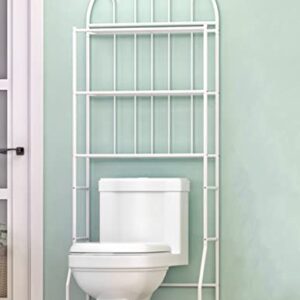 GMSLuu 3 Shelf Bathroom Space Saver, Over The Toilet Rack Bathroom Corner Stand Storage Organizer Accessories, Toilet Stand Shelves with Hanging Rod, 69x25x13 inch Bathroom Tower Shelf, White