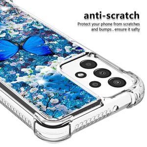 CAIYUNL for Samsung Galaxy A13 4G Case [Not fit A13 5G]with Screen Protector,Girls Women Cute Glitter Liquid Floating Soft TPU Shockproof Protective Phone Case for Samsung Galaxy A13 4G-Blue Butterfly