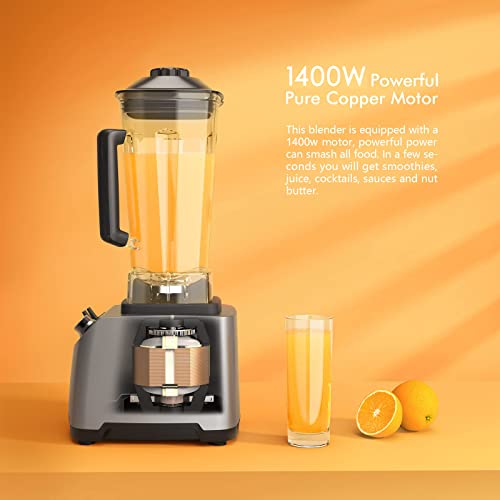 Blender Smoothie Maker, 1400W Professional Blender with 1.8L BPA-Free Tritan Container, 6 Stainless Steel Blade, Blenders for Kitchen with 2 Home Modes for Ice/Soup/Nuts