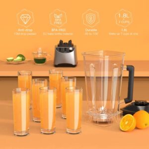 Blender Smoothie Maker, 1400W Professional Blender with 1.8L BPA-Free Tritan Container, 6 Stainless Steel Blade, Blenders for Kitchen with 2 Home Modes for Ice/Soup/Nuts