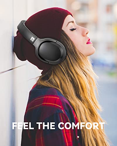 TZS Active Noise Cancelling Headphones, Wireless Over Ear Bluetooth Headphones - 50H Playtime Hi-Fi Stereo Dynamic Deep Bass, Soft Earmuffs Headset with HD Mic for Computer, Travel, Home, Office