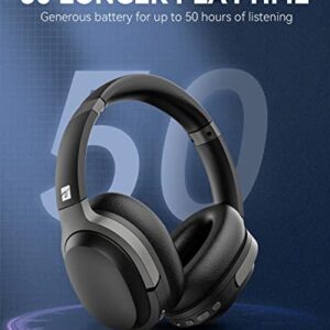 TZS Active Noise Cancelling Headphones, Wireless Over Ear Bluetooth Headphones - 50H Playtime Hi-Fi Stereo Dynamic Deep Bass, Soft Earmuffs Headset with HD Mic for Computer, Travel, Home, Office