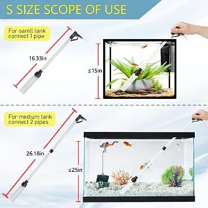 fishkeeper Aquarium Vacuum Gravel Cleaner, 80GPH/256GPH Fish Tank Siphon Gravel Cleaner Kit Sand Cleaner/Water Changer/Remove Dirt with Hanging Clip & Flow Control Clamp